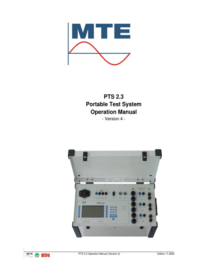 PTS 2.3 Portable Test System Operation Manual: - Version 4 | PDF ...