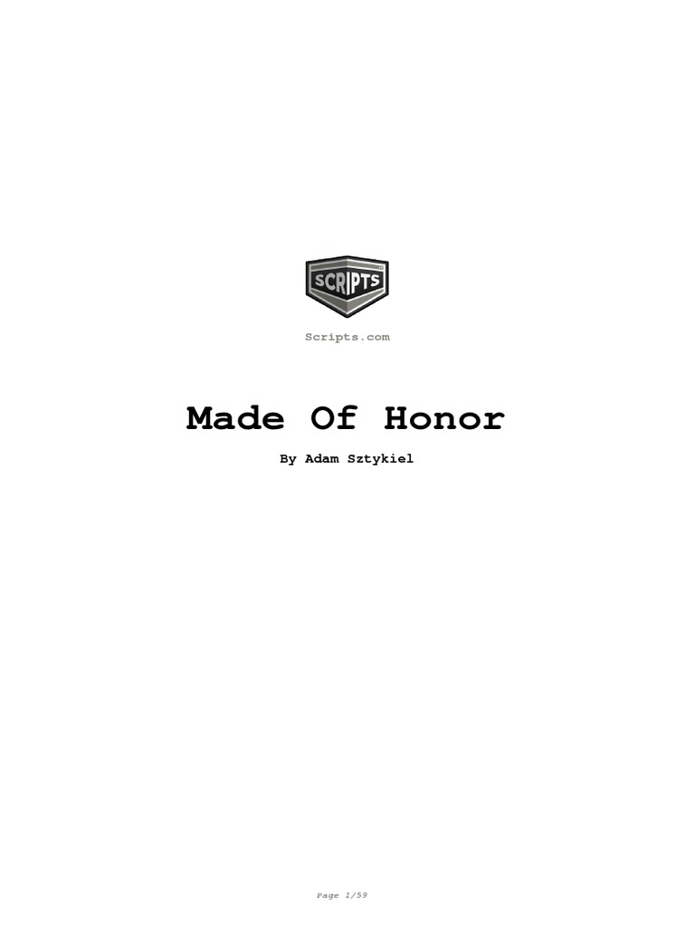 Made Of Honor Script Breakdown | PDF | Bridesmaid | Wedding