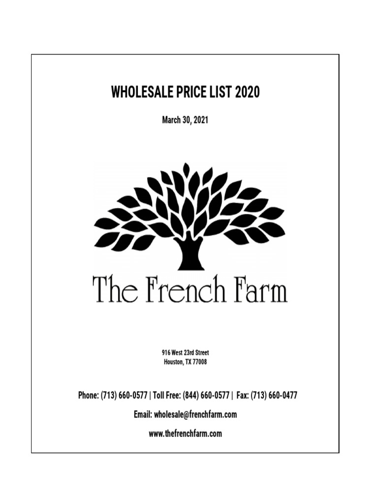 French Farm Price List | PDF | Pesto | Foods