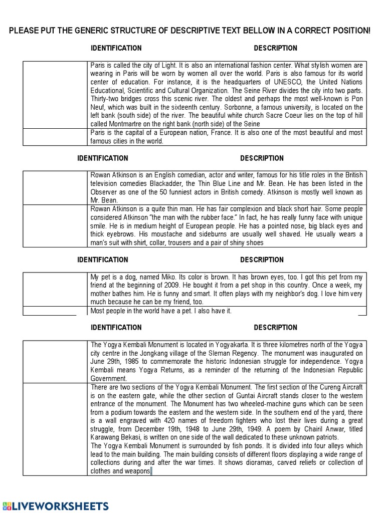 LKPD Generic Structure Descriptive Text | PDF | Clothing