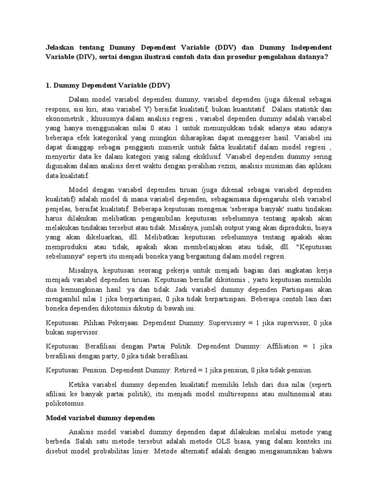 Variabel Dummy dalam Analisis Regresi | PDF