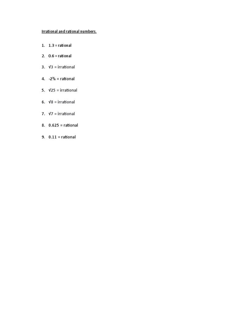 Types of Rational and Irrational Numbers | PDF | Computers