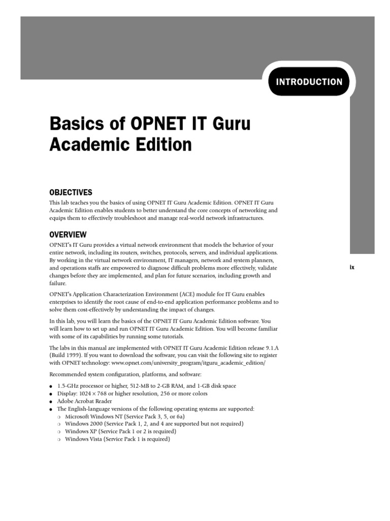 Basics of OPNET IT Guru Academic Edition: Objectives | PDF | Windows ...