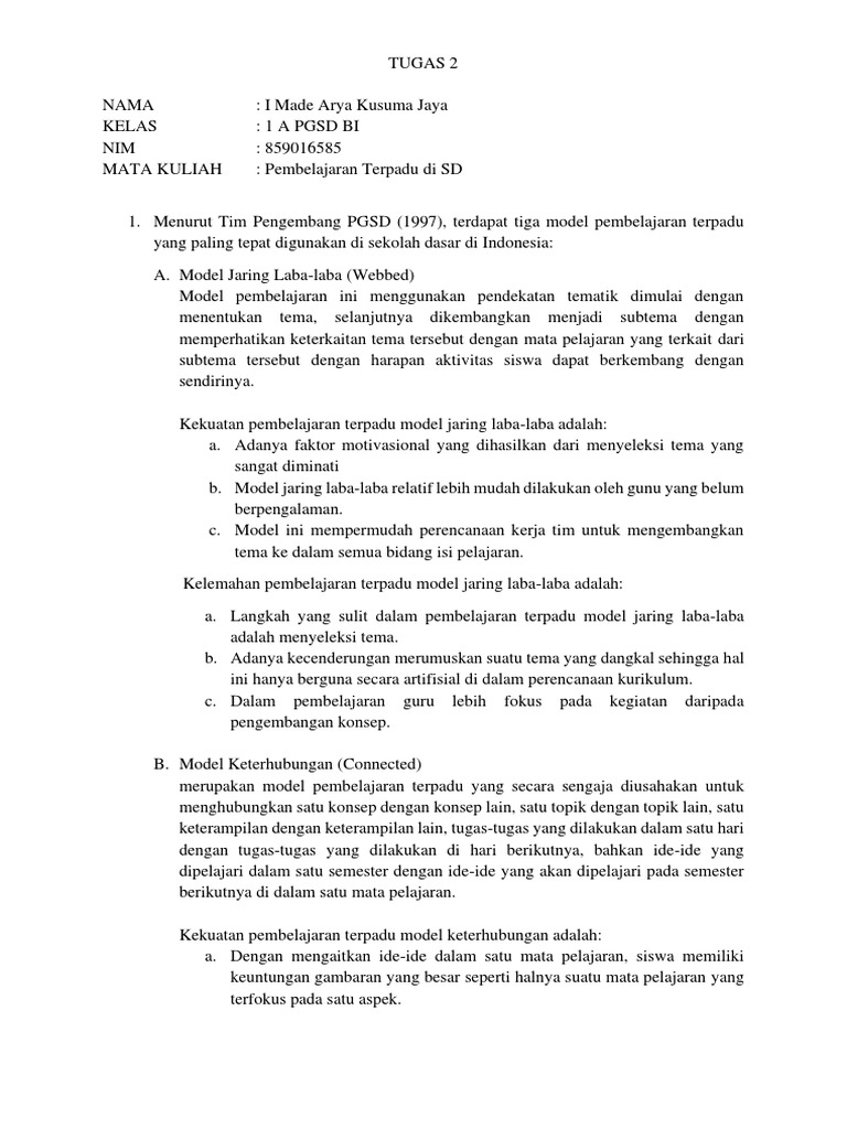 Tugas 2 Pemb - Terpadu | PDF | Karier & Perkembangan