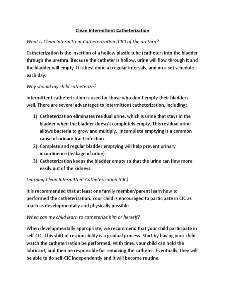 Clean+Intermittent+Catheterization Instructions | PDF | Catheter ...