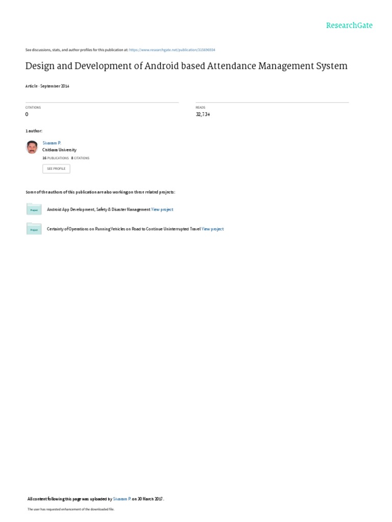 Design And Development Of Android Based Attendance Management System