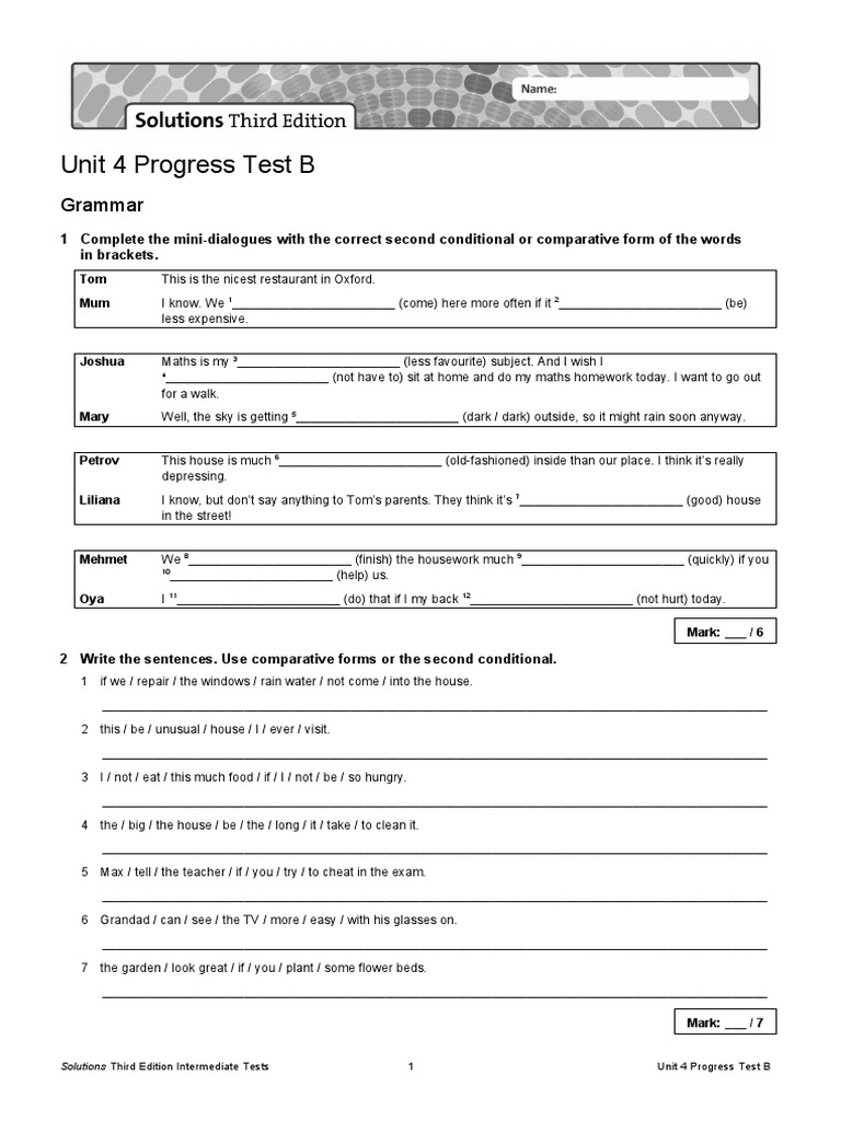 Sol3e Int U4 Progress Test B | PDF