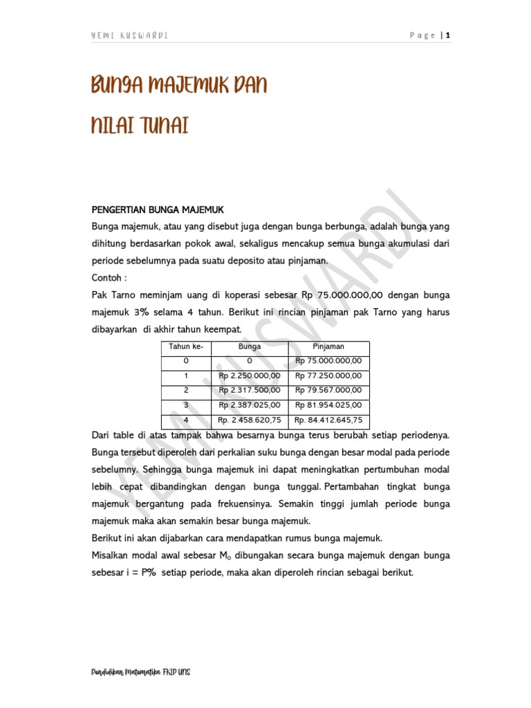 Bunga Majemuk Dan Nilai Tunai | PDF