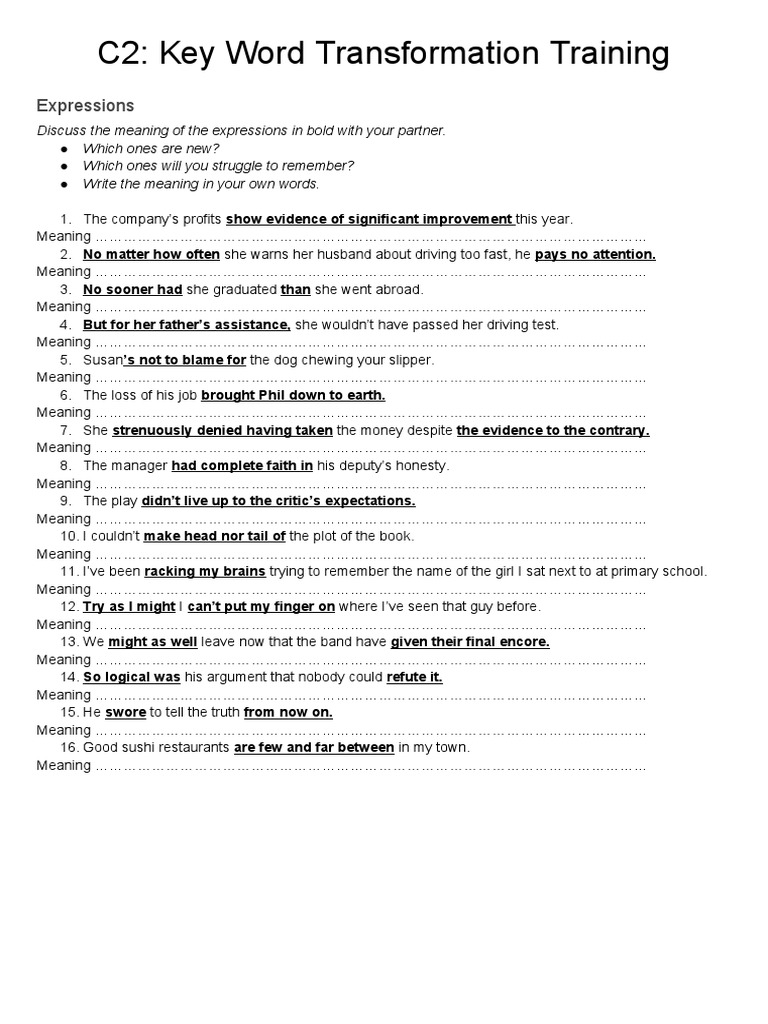 c2 Key Word Transformation Training | PDF