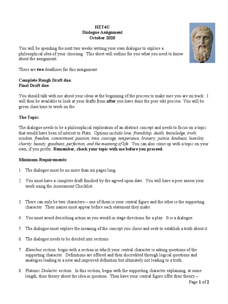 Philosophical Dialogue Assignment Guide | PDF | Idea | Dialogue