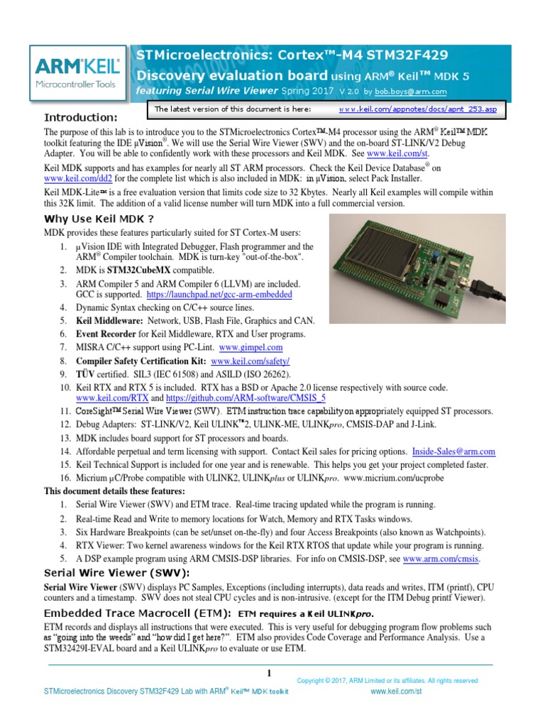 Stmicroelectronics: Cortex™-M4 Stm32F429 Discovery Evaluation Board ™ | PDF | Arm Architecture ...