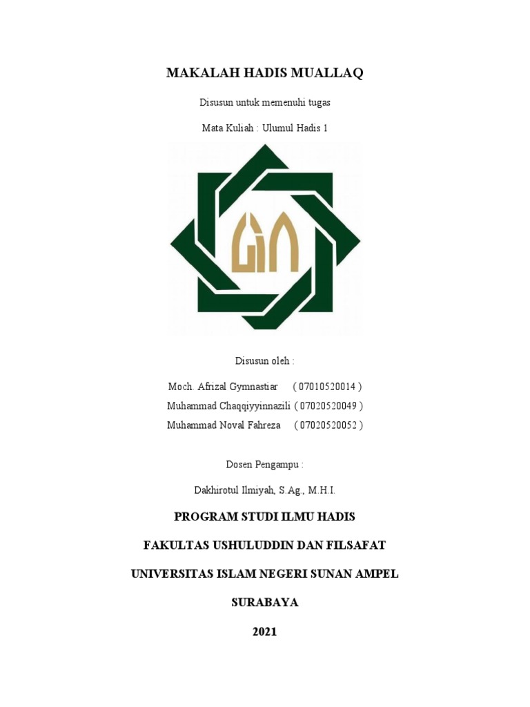 Definisi dan Contoh Hadis Muallaq | PDF