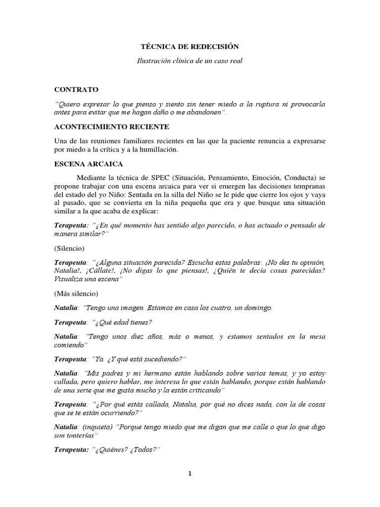 Técnica de Redecisión en Terapia Infantil | PDF | Relaciones personales ...