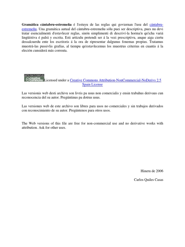 Extremaduran Gramática Cántabru-Estremeña (Casas) | PDF | Lenguas de ...