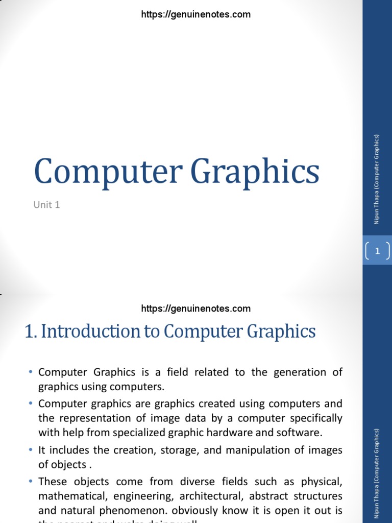 UNIT 1 Introduction To Computer Graphics | PDF | Display Resolution | Computer Aided Design
