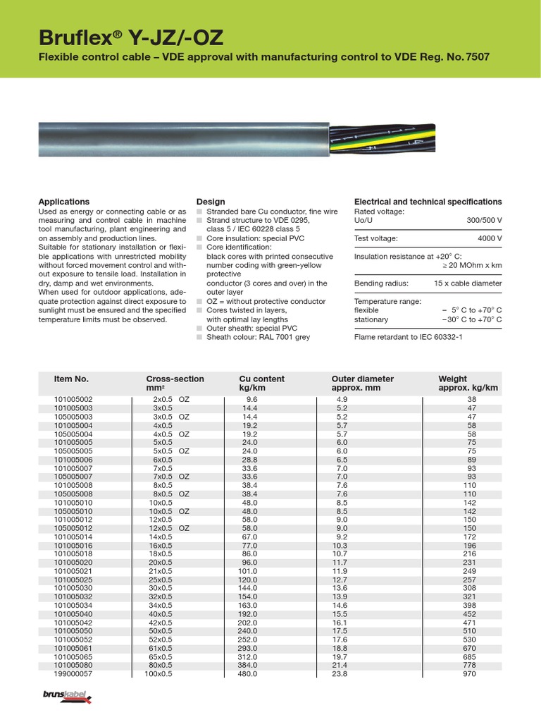 Кабели Brunskabel Bruflex | PDF | Building Engineering | Manufactured Goods