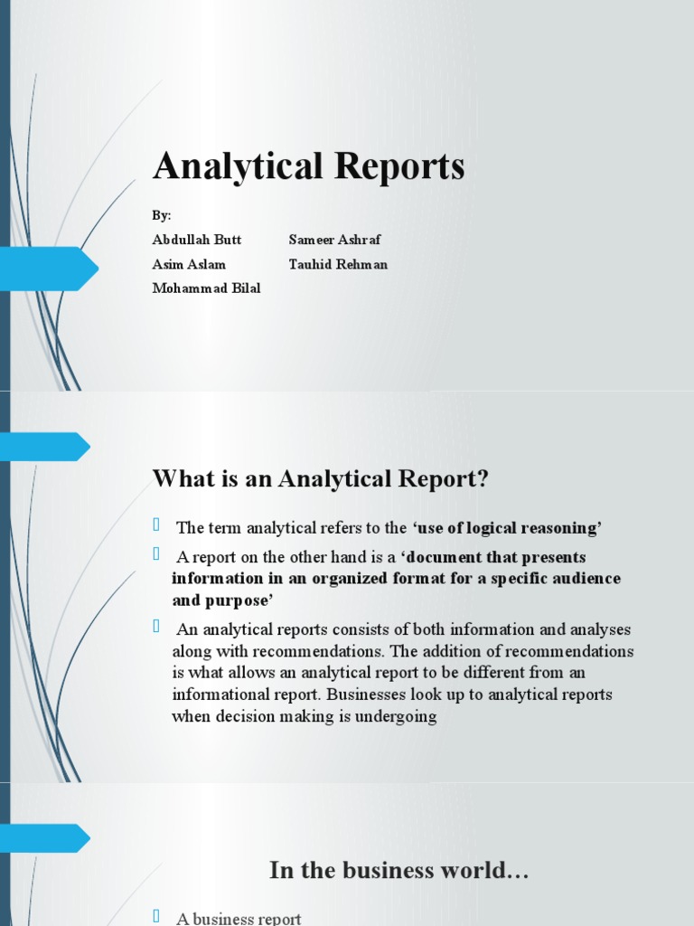 Analytical Reports: Abdullah Butt Sameer Ashraf Asim Aslam Tauhid ...