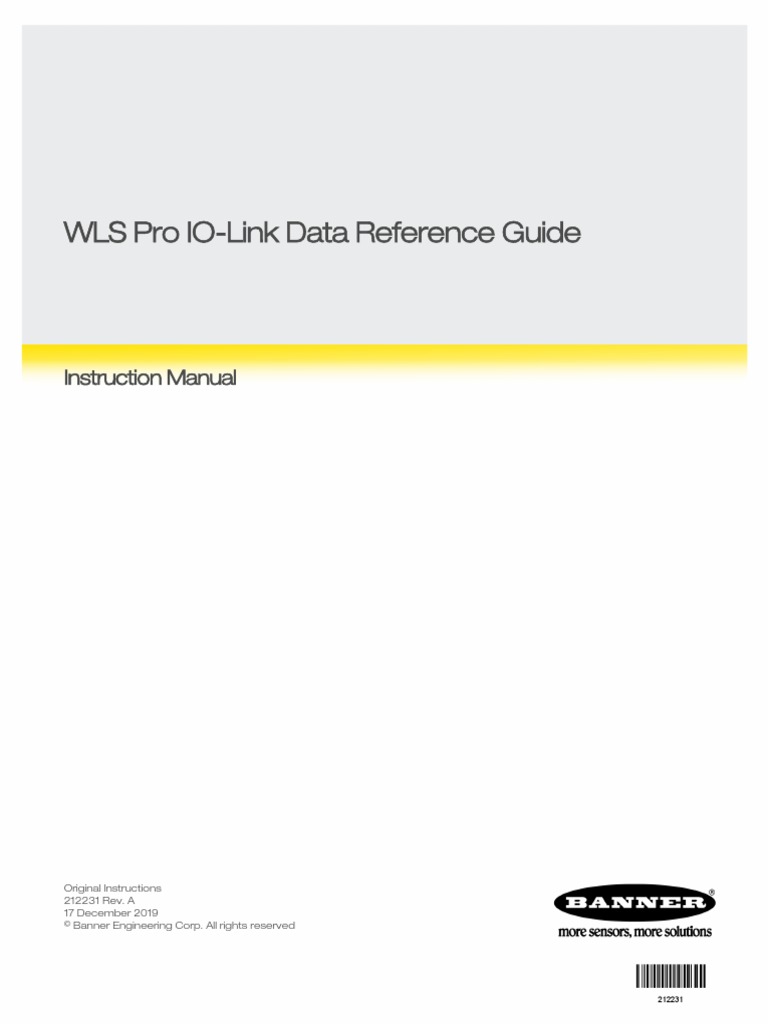 WLS Pro IO-Link Data Reference Guide: Instruction Manual | PDF | Color ...