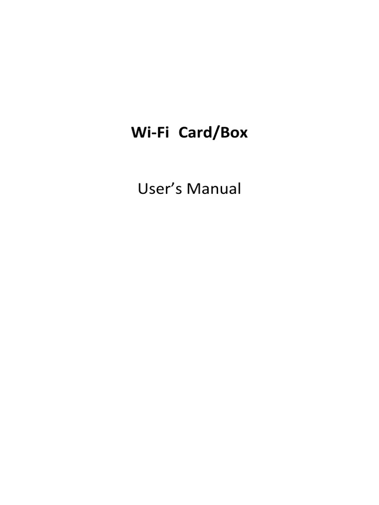 Wi-Fi Card/Box: User's Manual | PDF | Wi Fi | Web Server