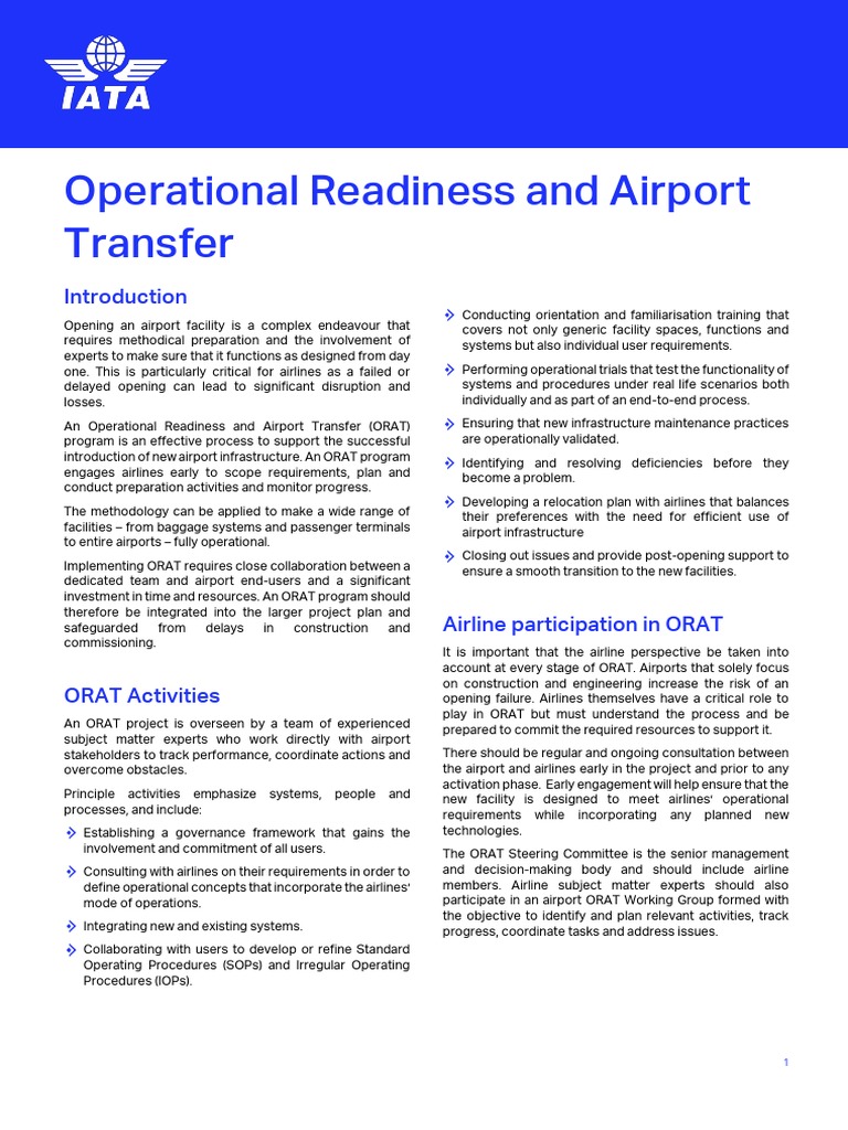 Operational Readiness and Airport Transfer | PDF | Airport | Airlines