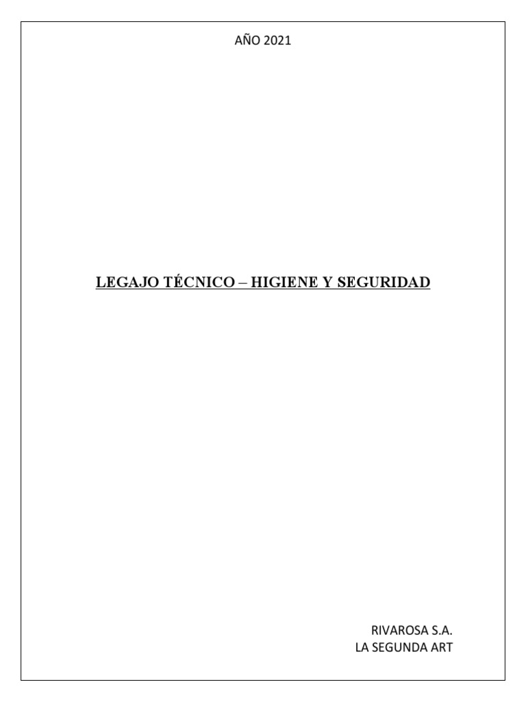 RIVAROSA Caratulas Legajo Tecnico | PDF | La seguridad | Bienestar