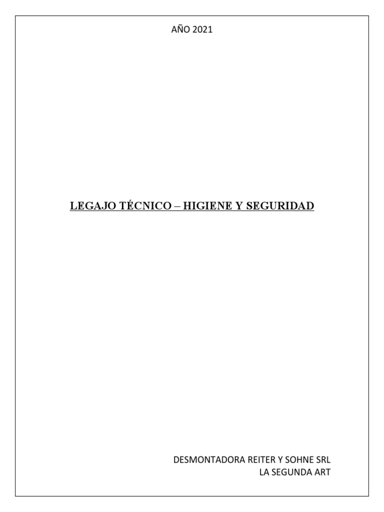 REITERYSOHNE Caratulas Legajo Tecnico | PDF | La seguridad | Business