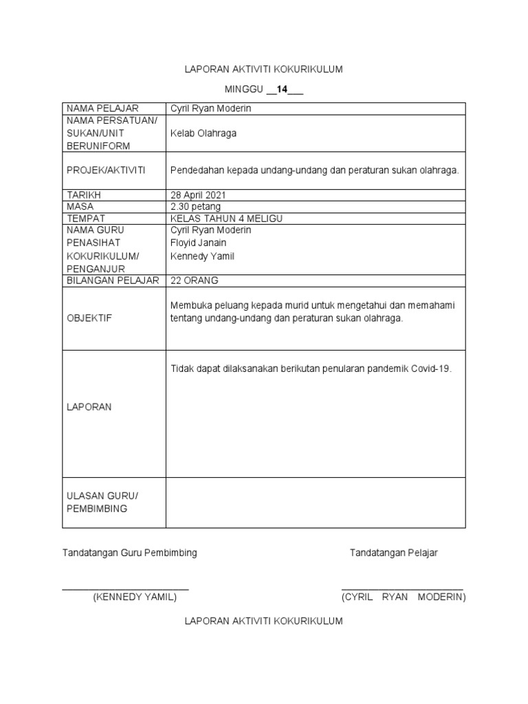 Laporan Kokurikulum Praktikum | PDF