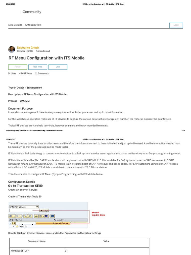 SAP EWM RF Menu Configuration With ITS Mobile - SAP Blogs ENG | PDF ...