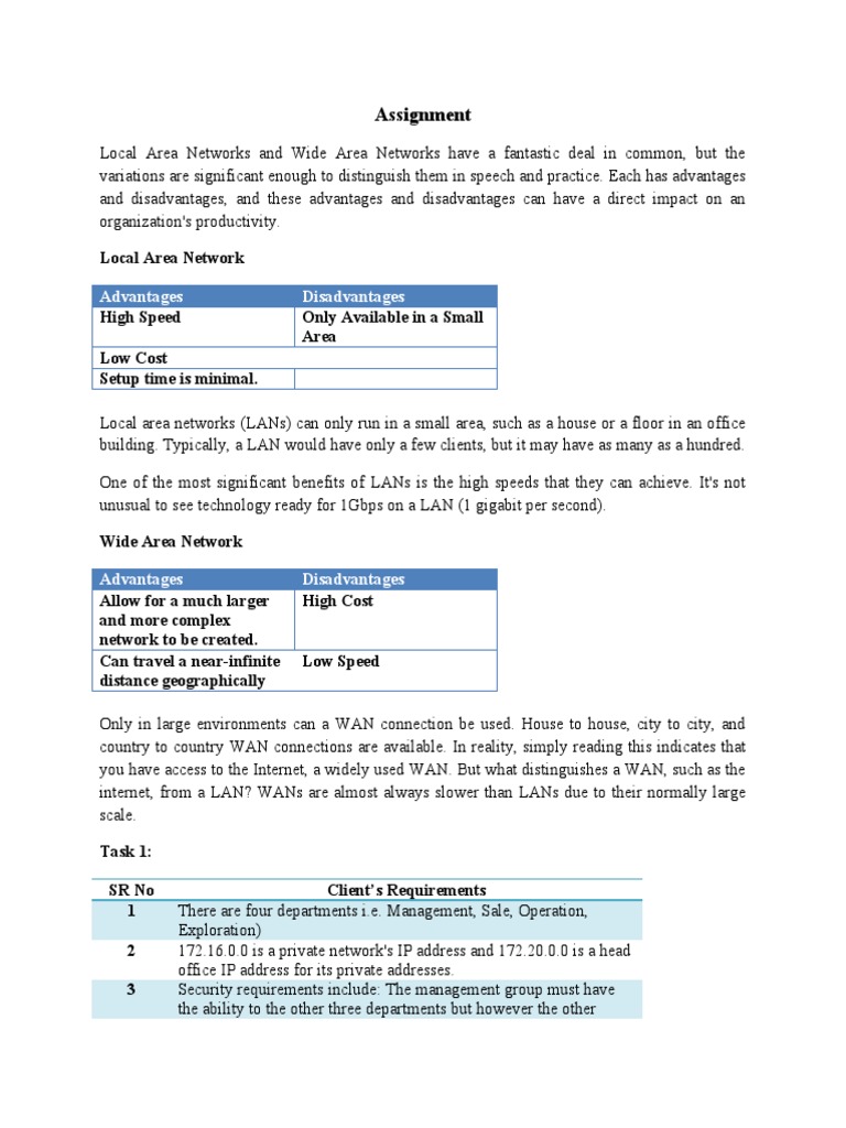Assignment: Advantages Disadvantages | PDF | Ip Address | Computer Network