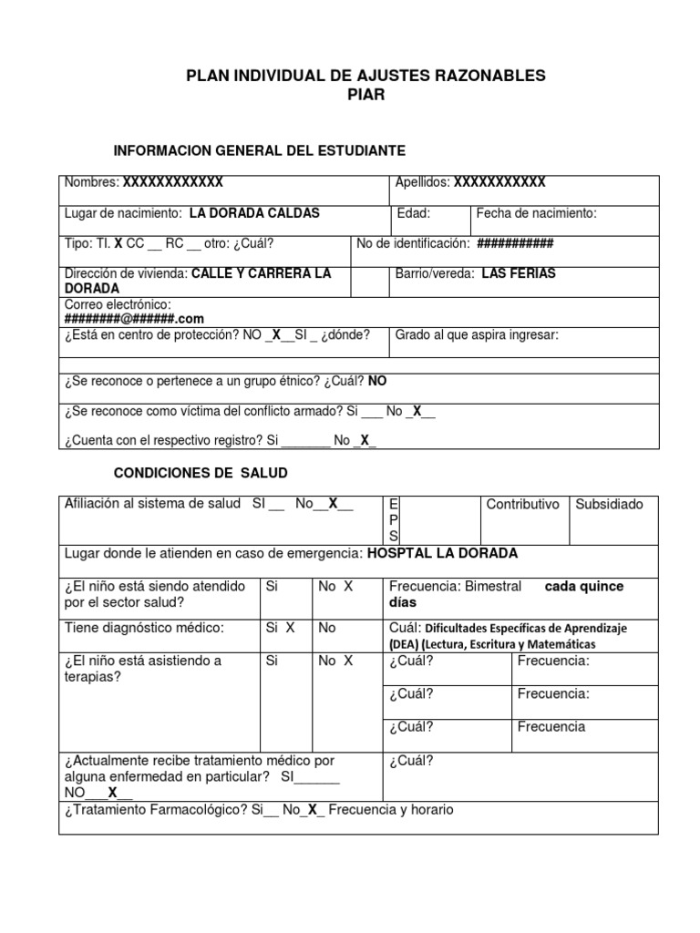 Piar Ejemplo | PDF | Educación de la primera infancia | Aprendizaje