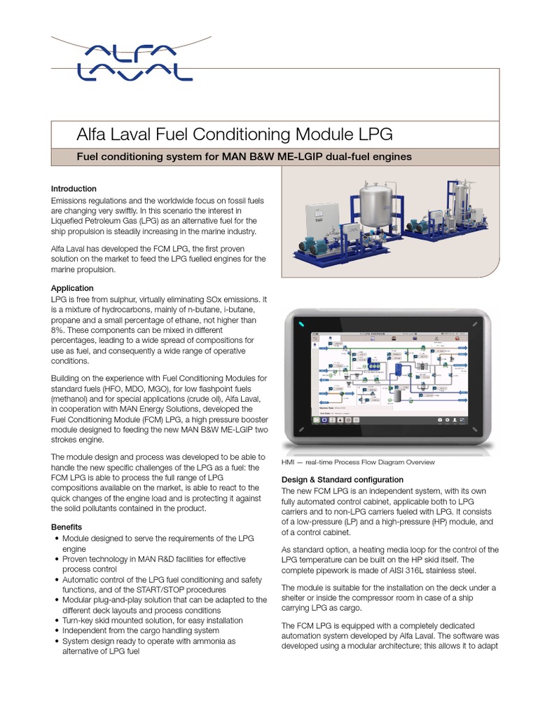 Alfa Laval Fuel Conditioning Module LPG: Fuel Conditioning System For ...