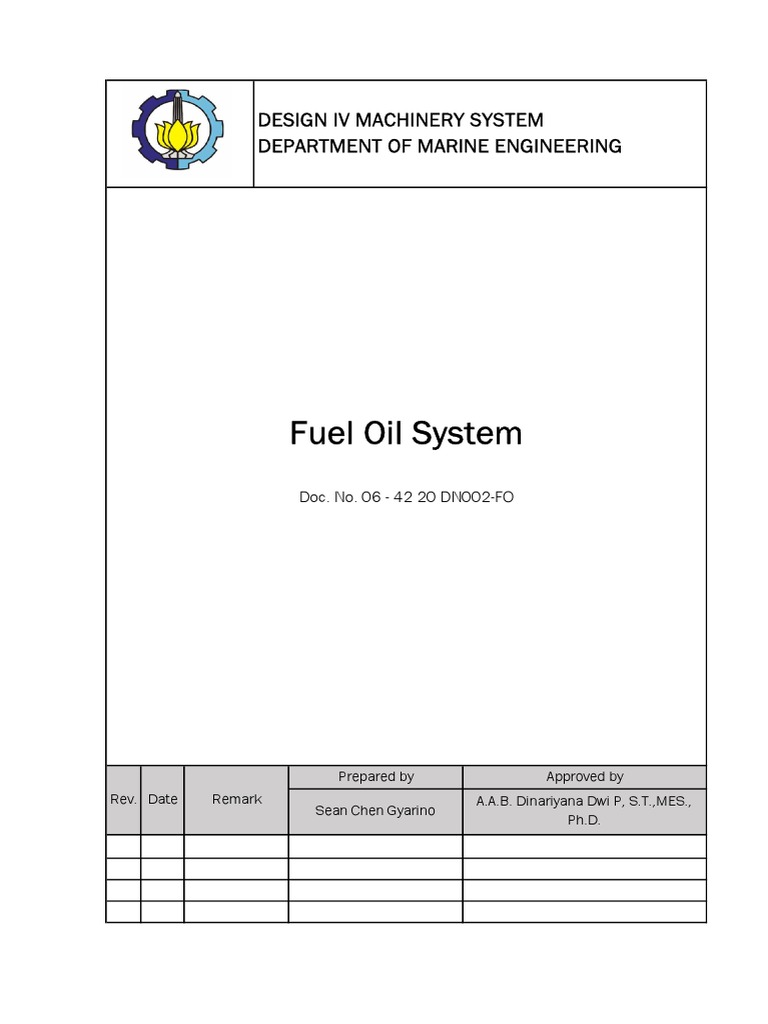Fuel Oil System: Design Iv Machinery System Department of Marine ...