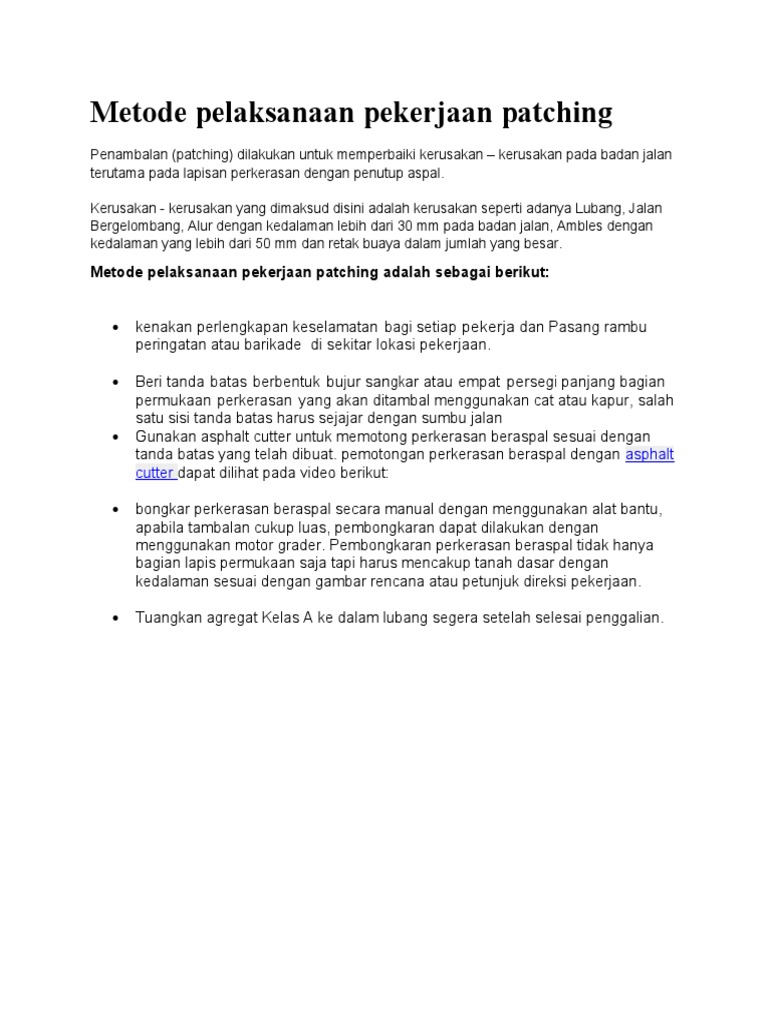 Metode patching jalan | PDF
