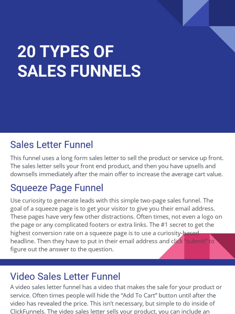 20 Types of Sales Funnels | PDF | Sales | World Wide Web