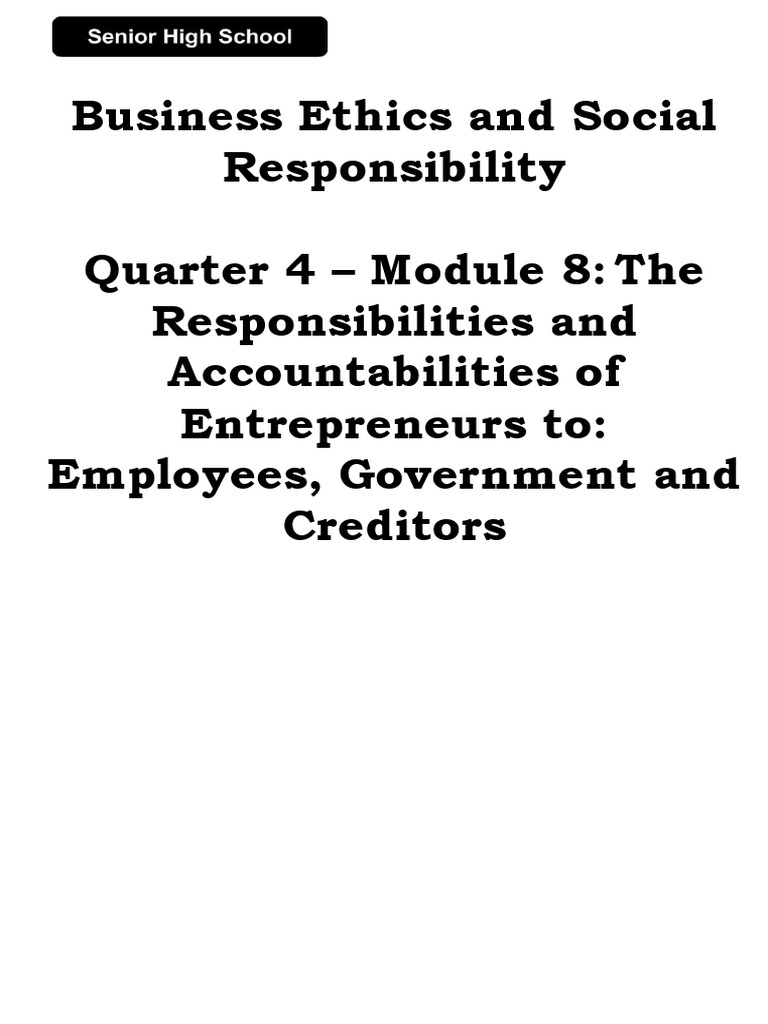 Business Ethics - Module 8 - 4th Quarter | PDF | Workers' Compensation | Employment