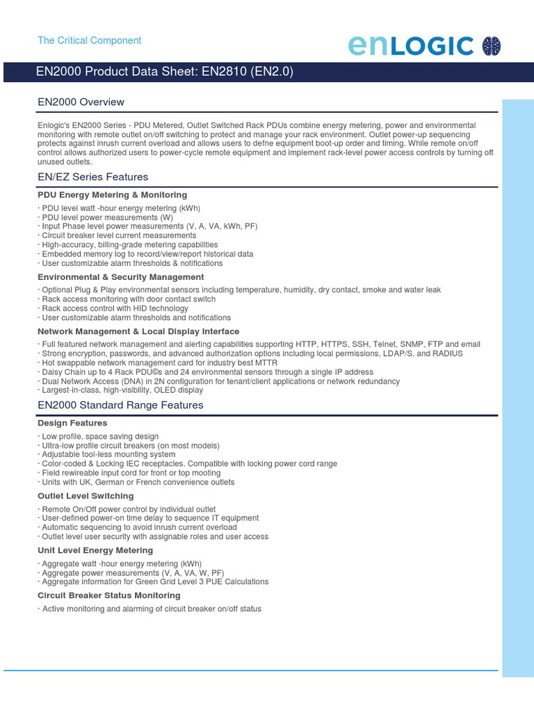 EN2000 Product Data Sheet: EN2810 (EN2.0) | PDF | Ac Power Plugs And ...