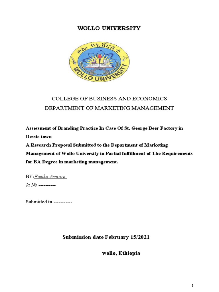 Wollo University: College of Business and Economics Department of ...