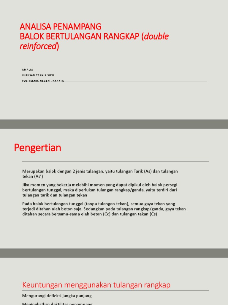 ANALISA PENAMPANG Balok Tulangan Rangkap | PDF