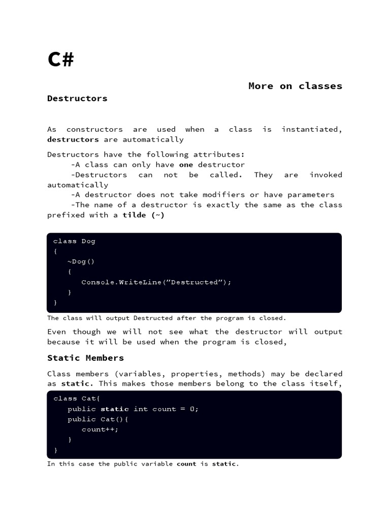 More On Classes Destructors Descargar Gratis Pdf Class Computer Programming Constructor