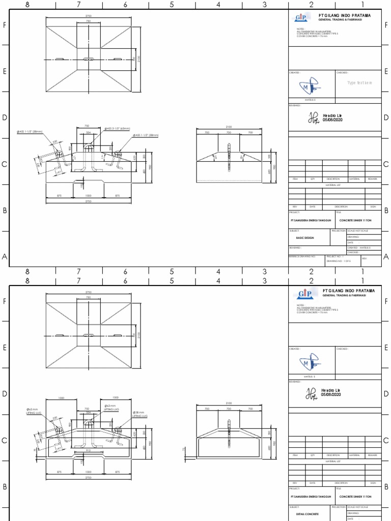 PT Gilang Indo Pratama-FINAL DRAWING Concrete Sinker (HL) | PDF ...