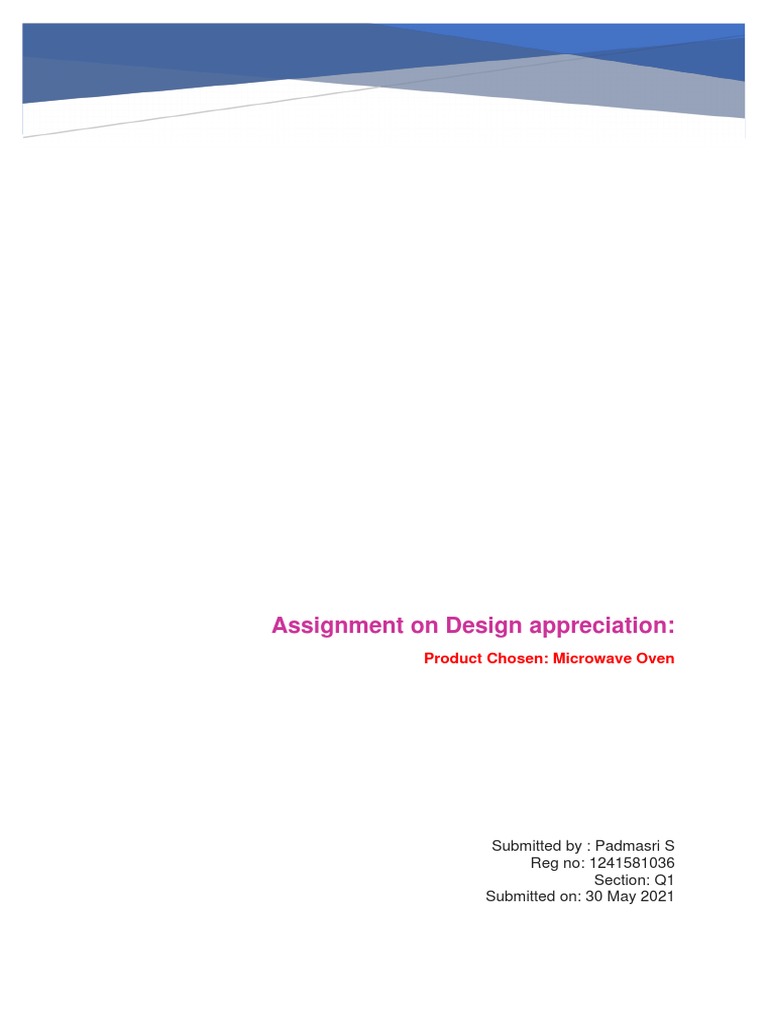 Assignment On Design Appreciation | PDF | Oven | Cooking