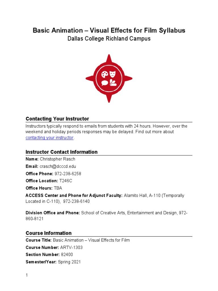 Basic Animation - Visual Effects For Film Syllabus: Dallas College ...