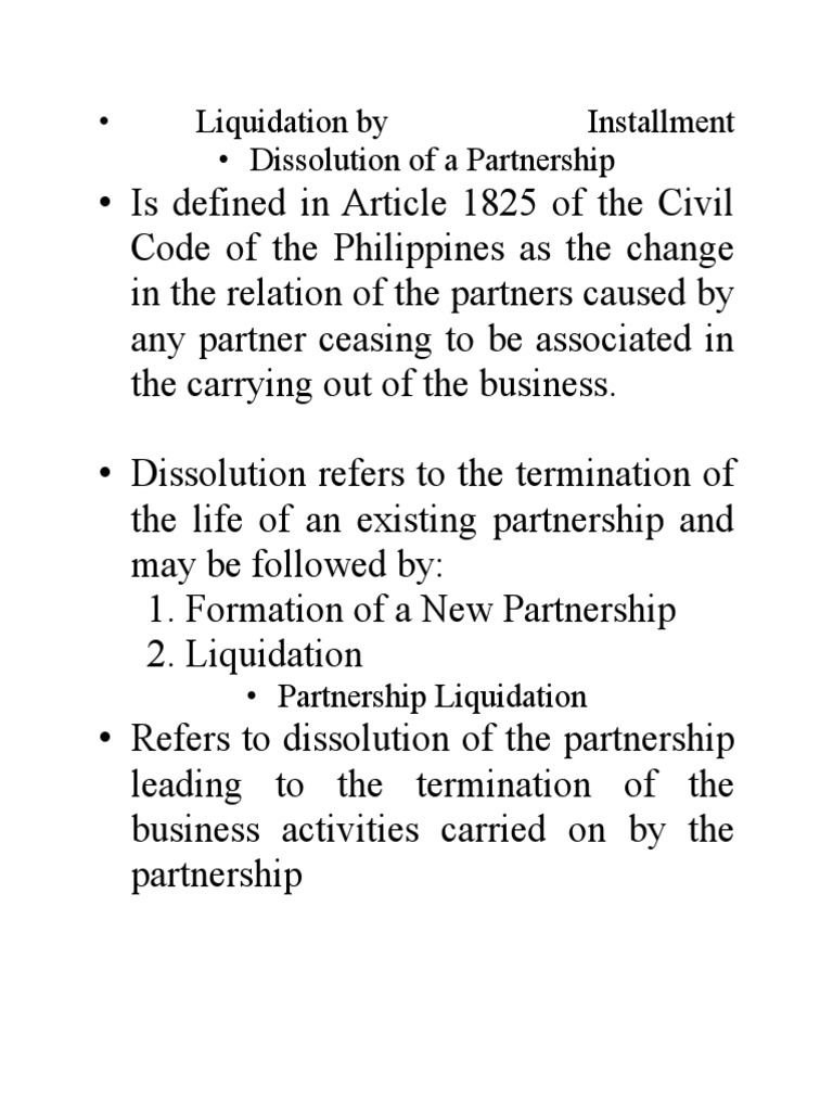 Liquidation by Installment | PDF | Partnership | Interest