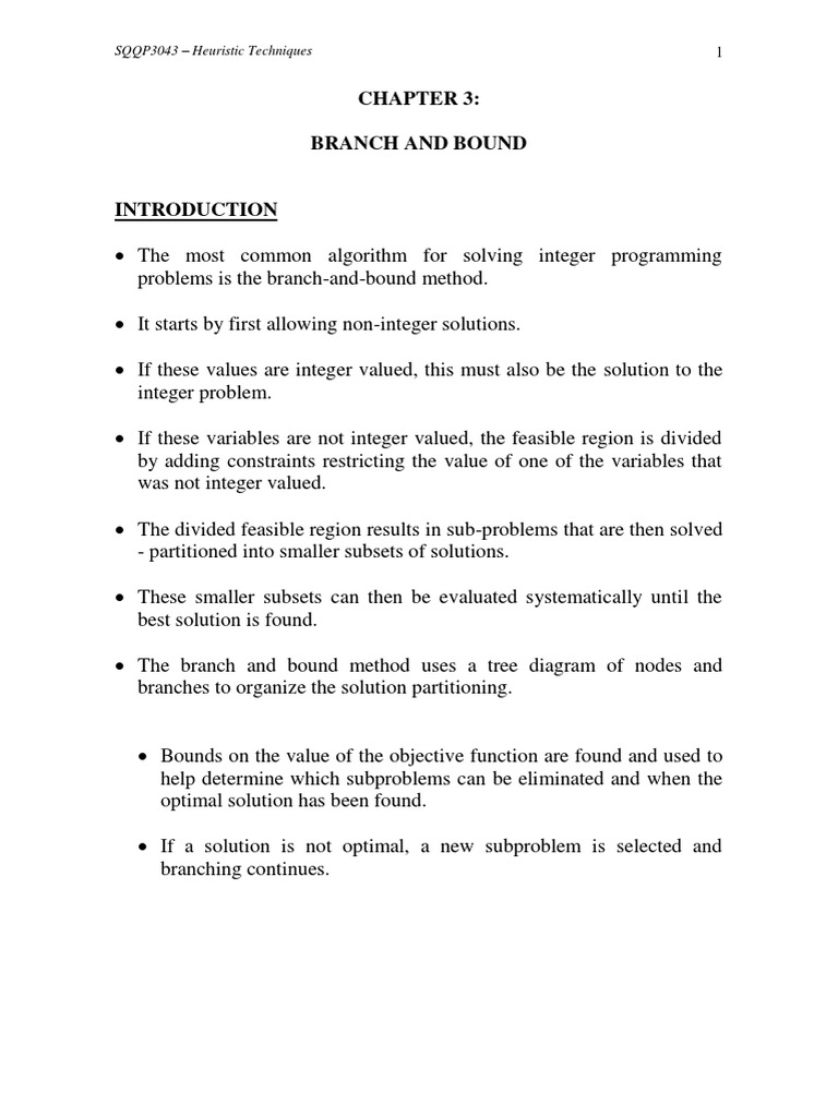 Chapter 3 Branch and Bound PDF | Download Free PDF | Mathematical Optimization | Mathematical ...