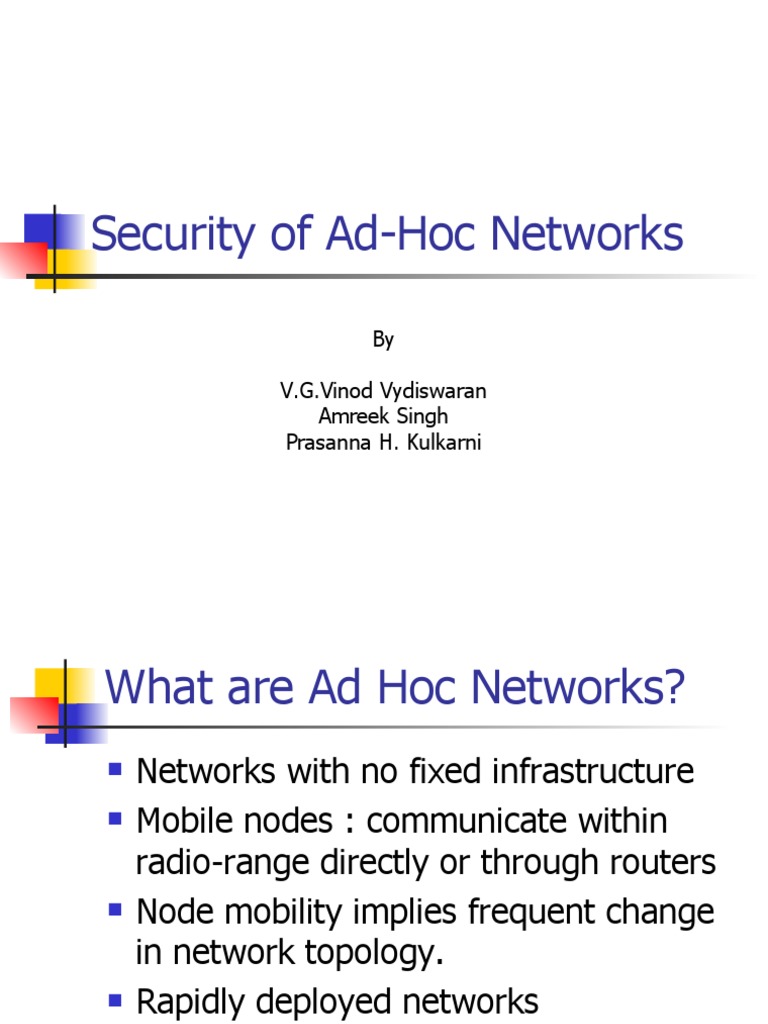 Security of AdHoc Networks | PDF | Wireless Ad Hoc Network | Computer Network