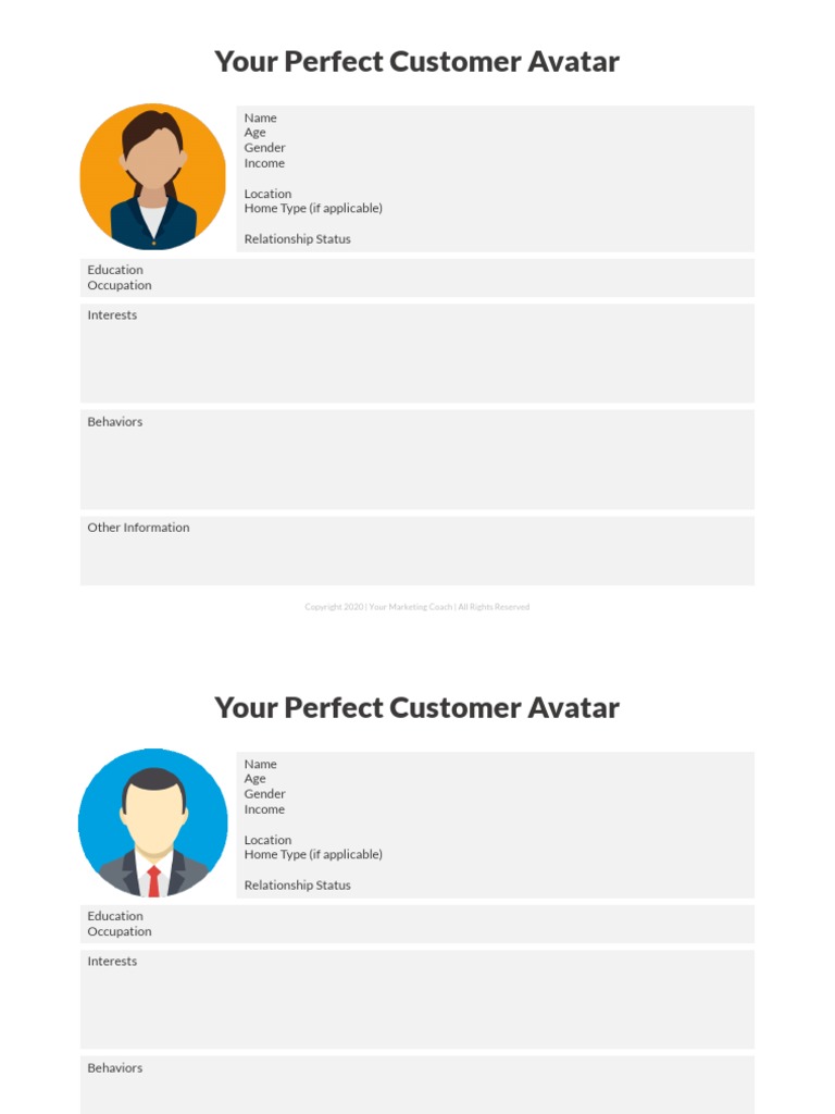Customer Avatar Worksheets | PDF