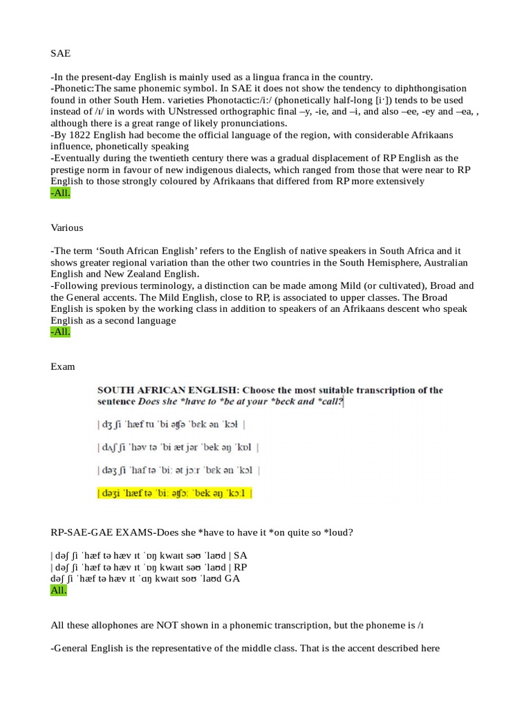 An Analysis of South African English: Phonology, Phonetics, and ...