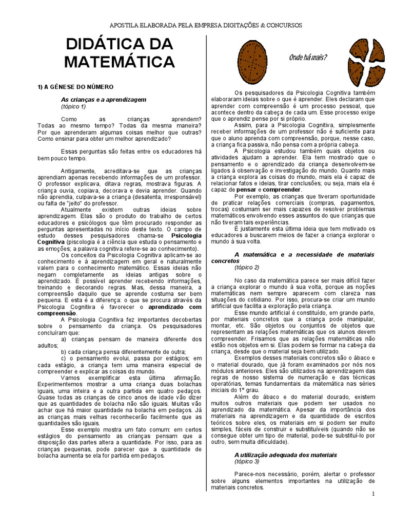 2 Didática Da Matemática | PDF | Aprendizado | Psicologia