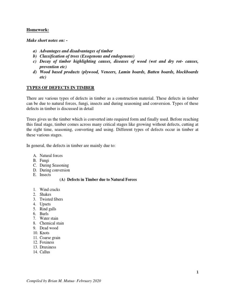 Types of Defects in Timber - 1 | Download Free PDF | Wood | Lumber