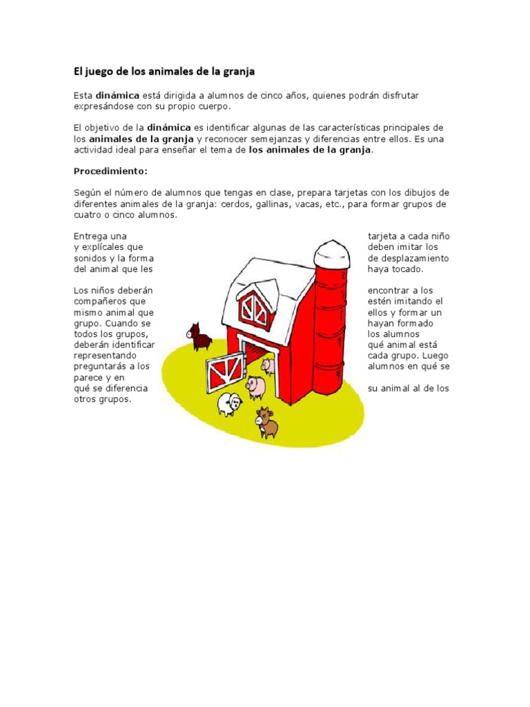 El Juego de Los Animales de La Granja | PDF | Aprendizaje